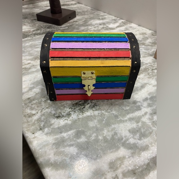 Hand Crafted | Accents | Rainbow Wooden Treasure Chest | Poshmark